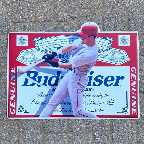 Vintage | Accents | Vintage 996 Budweiser Baseball Metal Sign ...